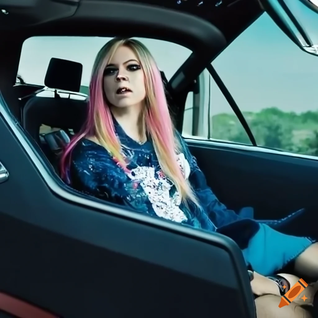 Avril lavigne driving a manual car on Craiyon