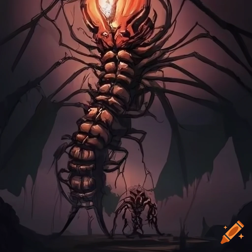 Intimidating giant robot centipede in epic sci-fi RPG boss battle ...