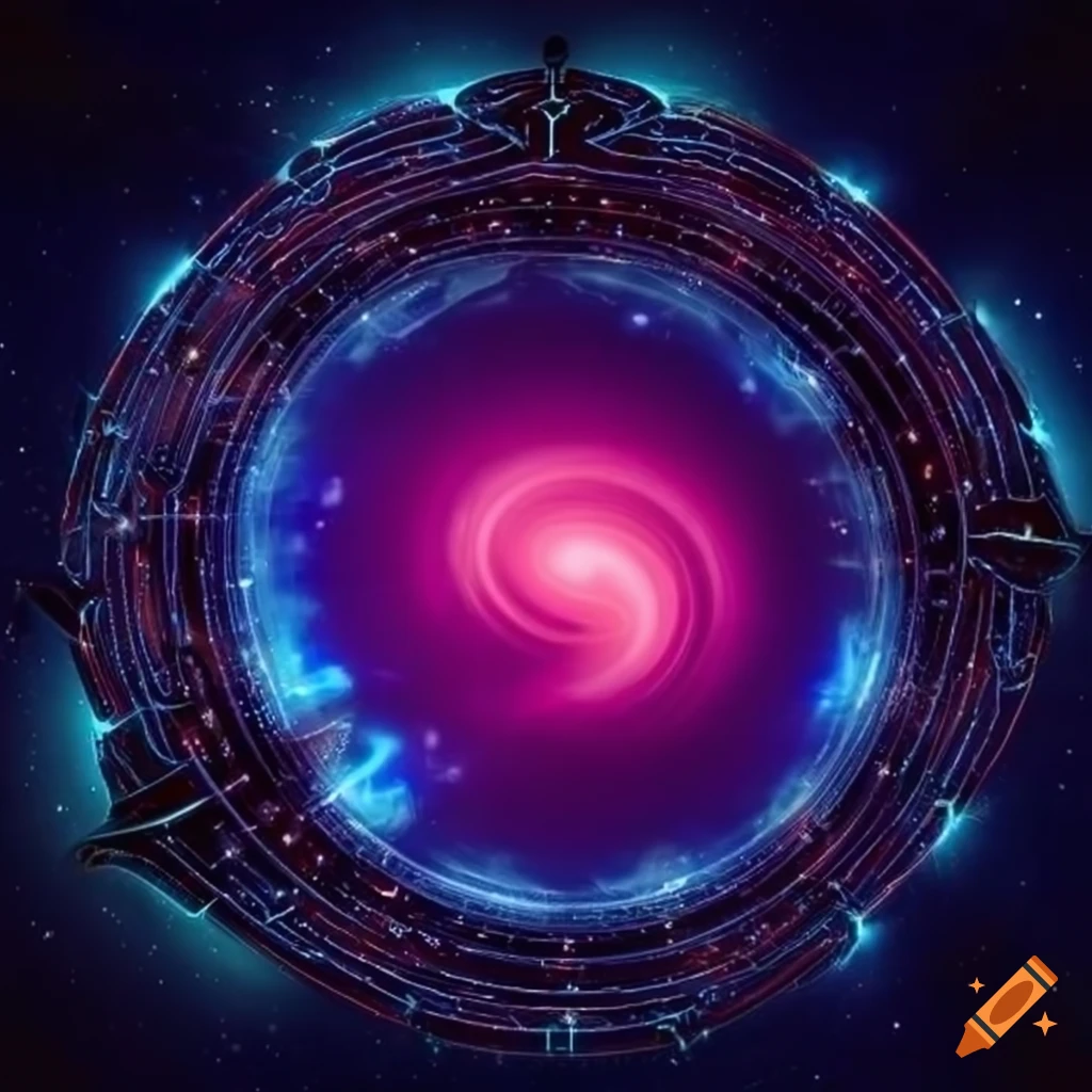 Vibrant space design with swirling stars forming a stargate portal on ...