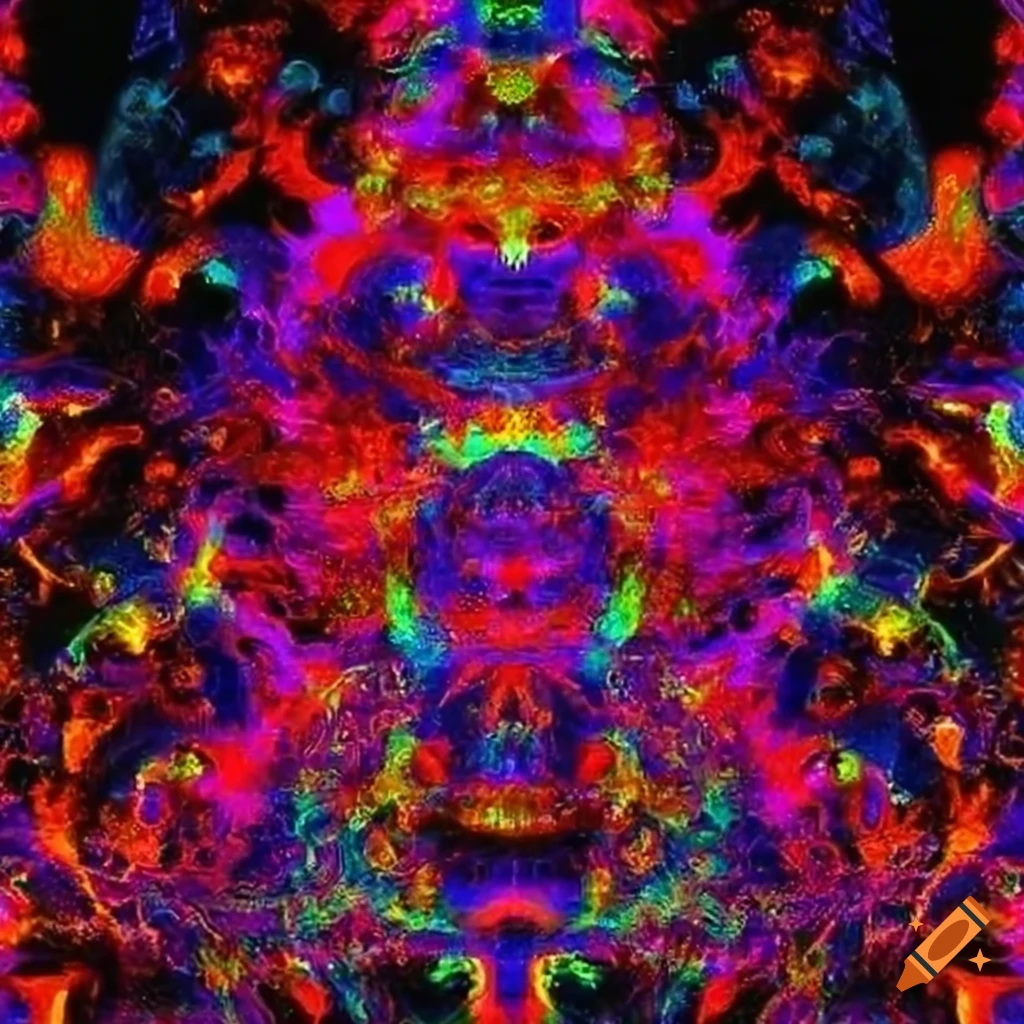 Psychedelic image of dmt entities on Craiyon