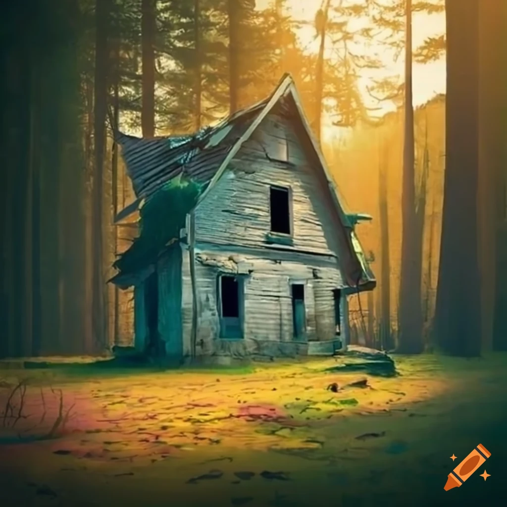Abandoned house near the forest in the morning light on Craiyon