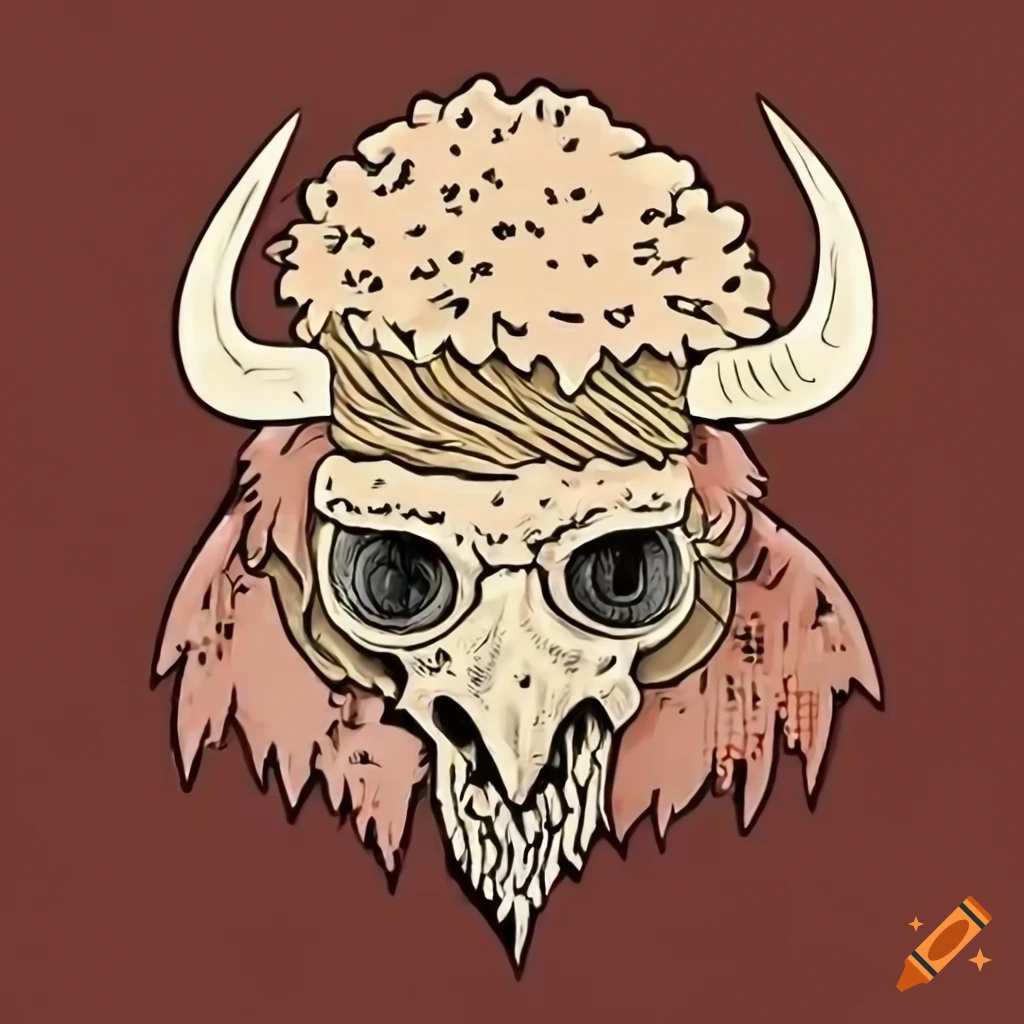 Cartoon justice eagle with bison skull in a unique aesthetic style on ...