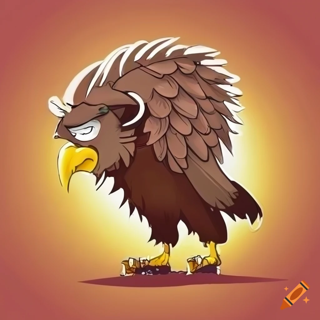 Cartoon justice eagle with bison skull on Craiyon