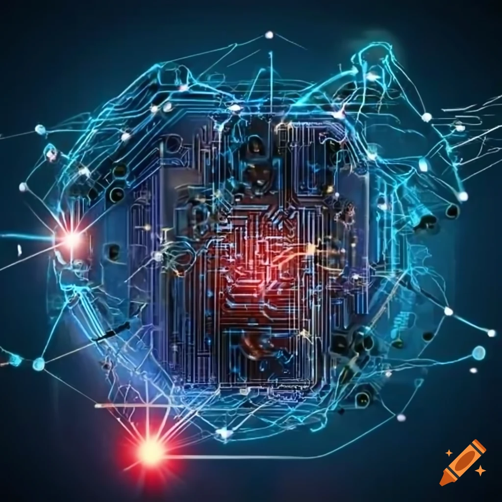 Neural network technology with intricate electronic connections on Craiyon