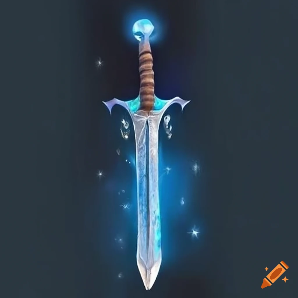 Medieval fantasy shortsword with magical electric energy in blue light ...