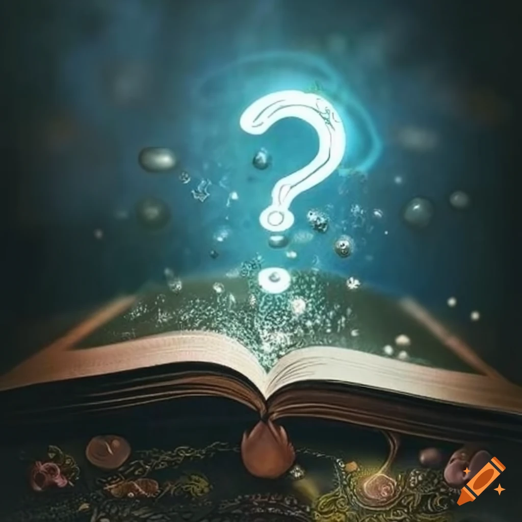 Enchanted book with question mark cover on Craiyon