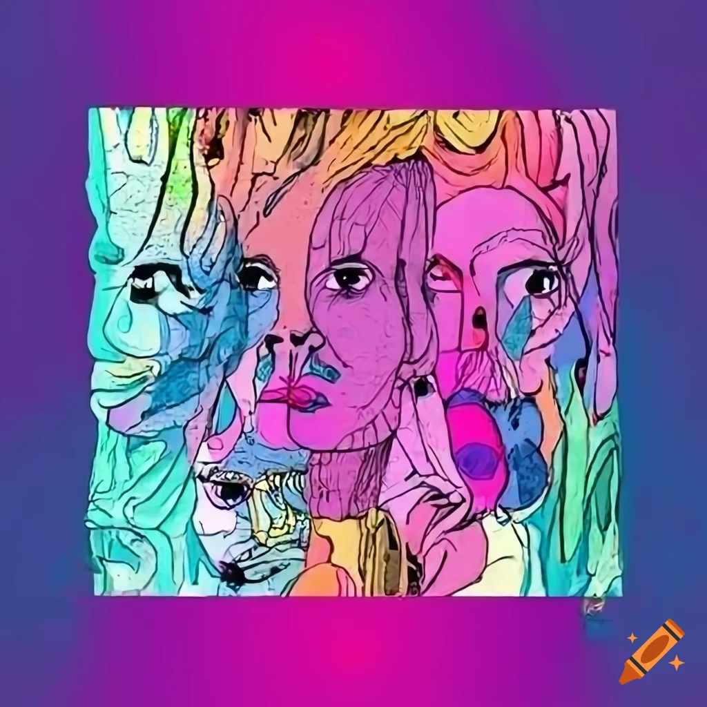 Mixed graphic art social media screen with colorful face style of ...