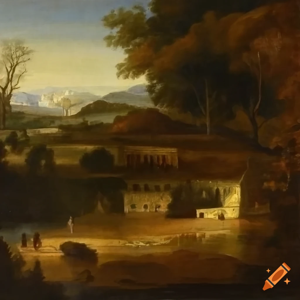 Classic renaissance landscape painting on Craiyon