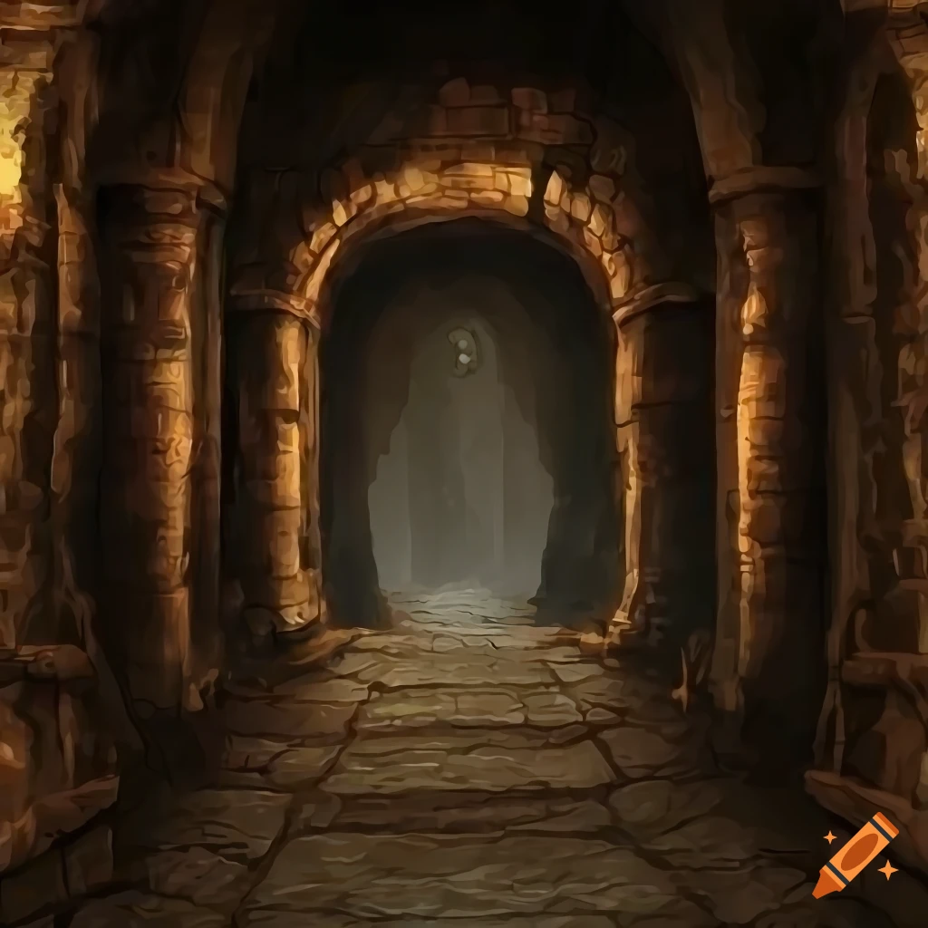 Fantasy rpg dungeon corridor made of stone on Craiyon