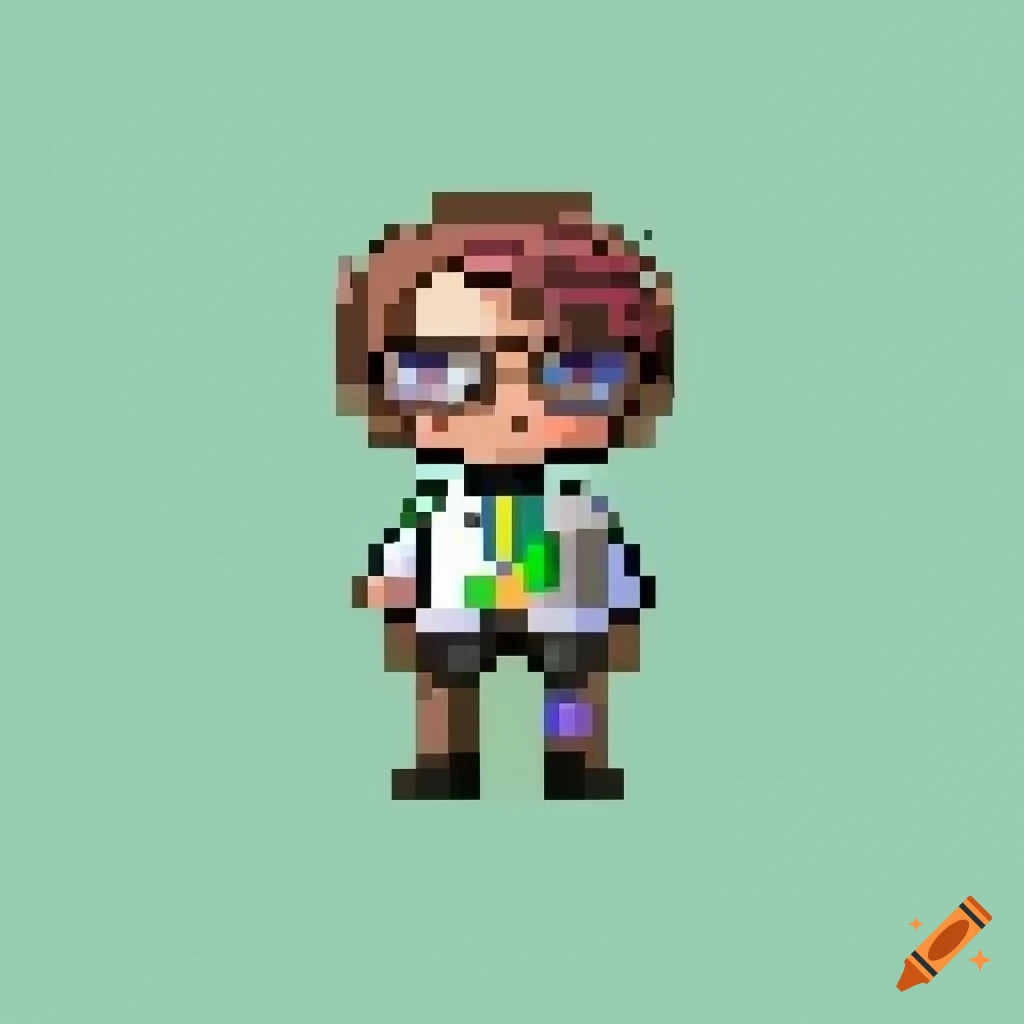 Scientist in cute pixel art style on Craiyon