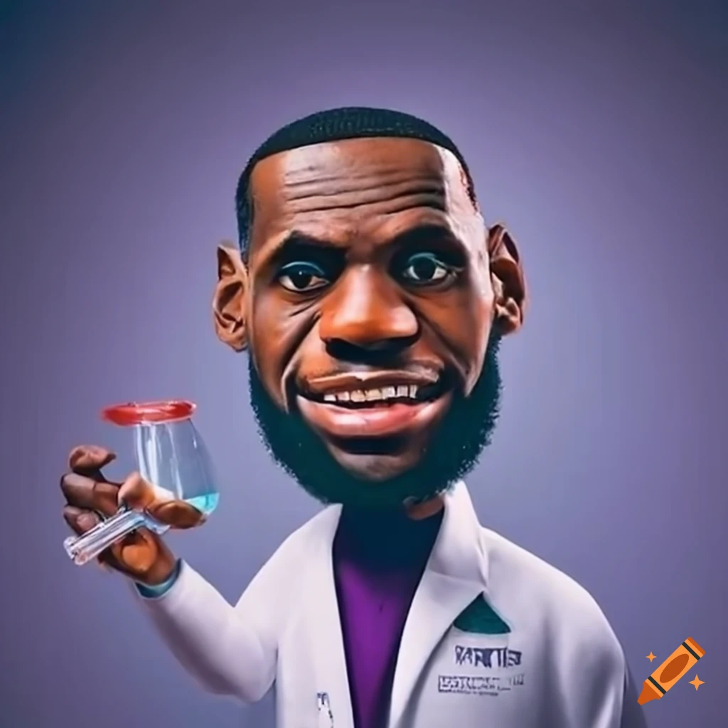 Lebron james in a lab coat in a science lab setting on Craiyon