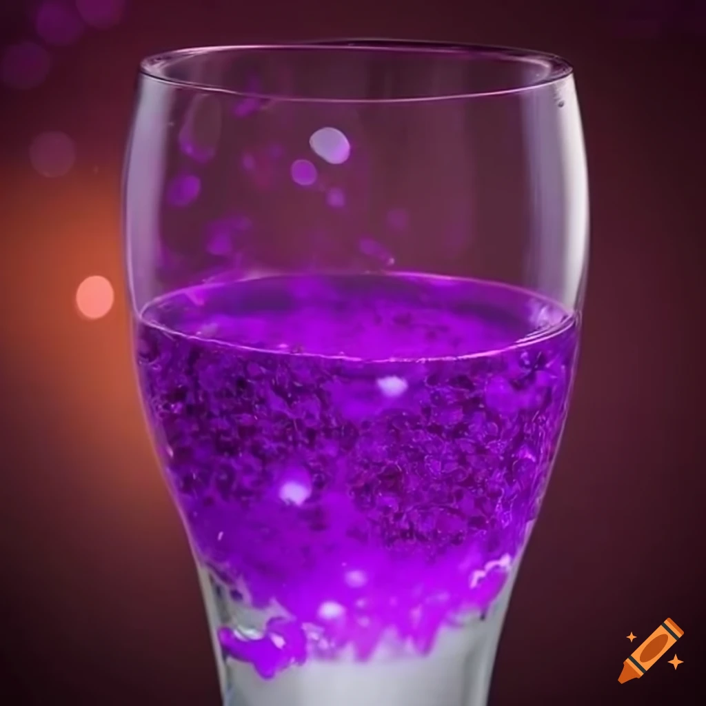 Glass with foamy purple liquid on Craiyon