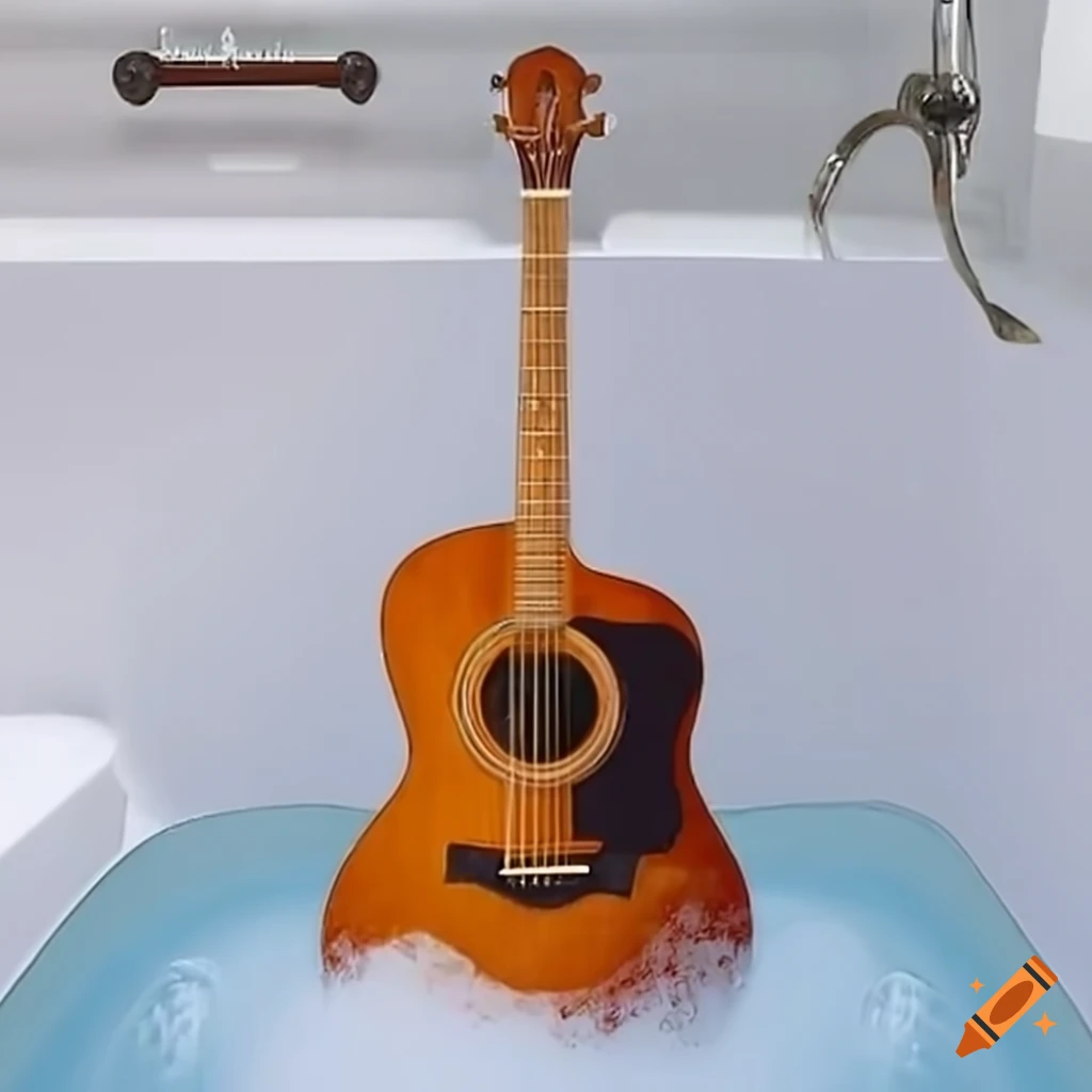 Acoustic guitar in a bubble bath on Craiyon