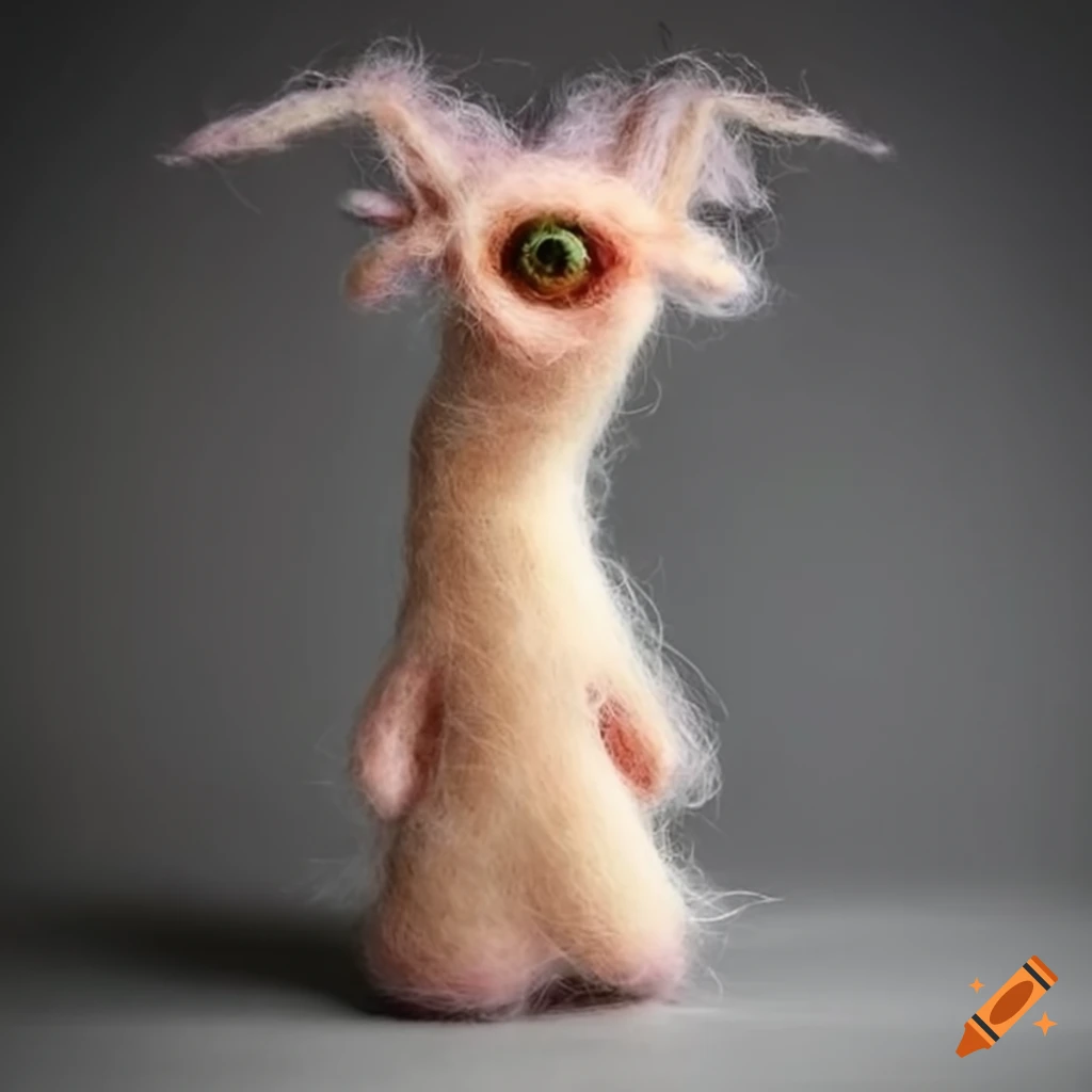 Unique creatures made of felted wool in intricate clothing designs on ...