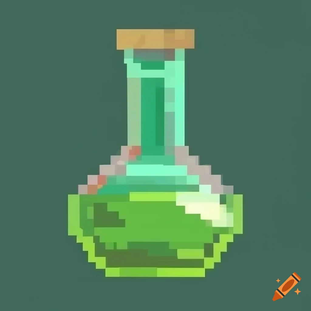 Low poly green potion pixel art on Craiyon