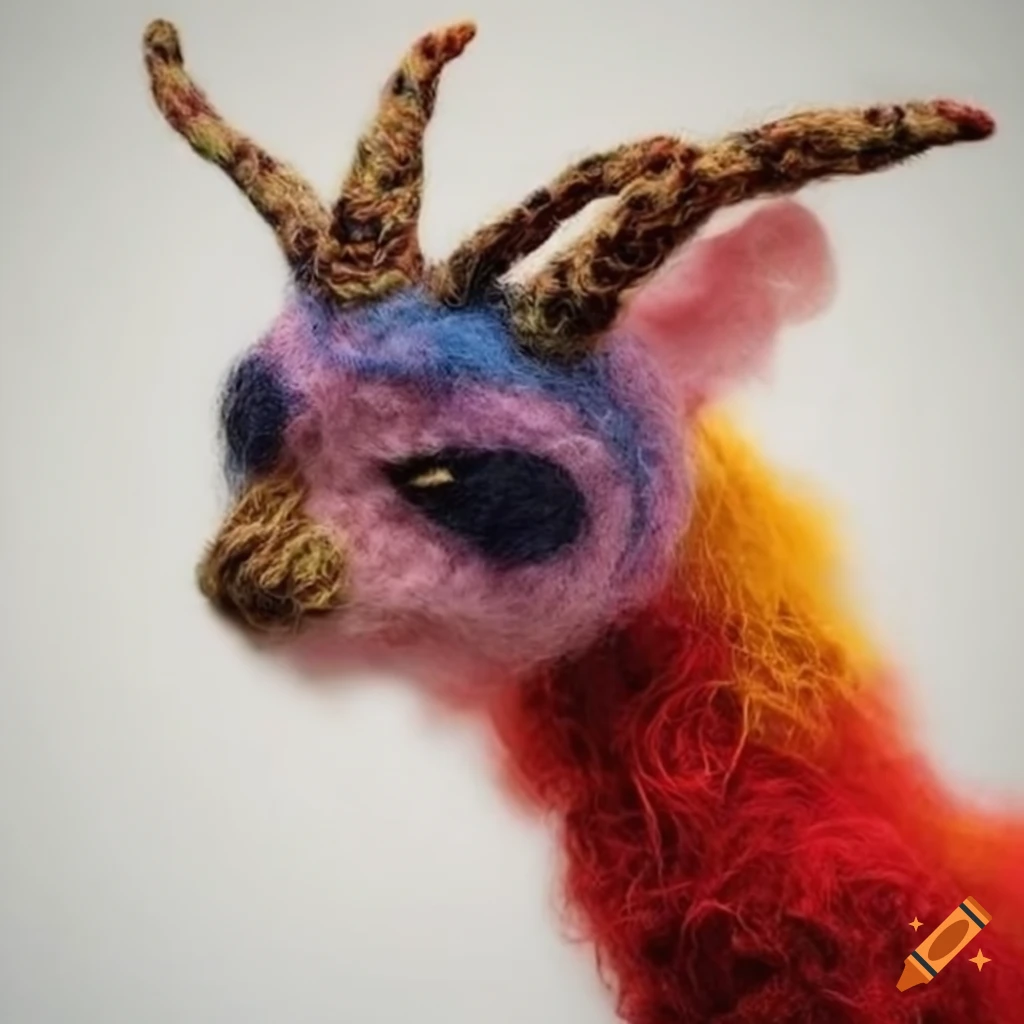 Creatures made of felted wool in intricate clothing designs on Craiyon