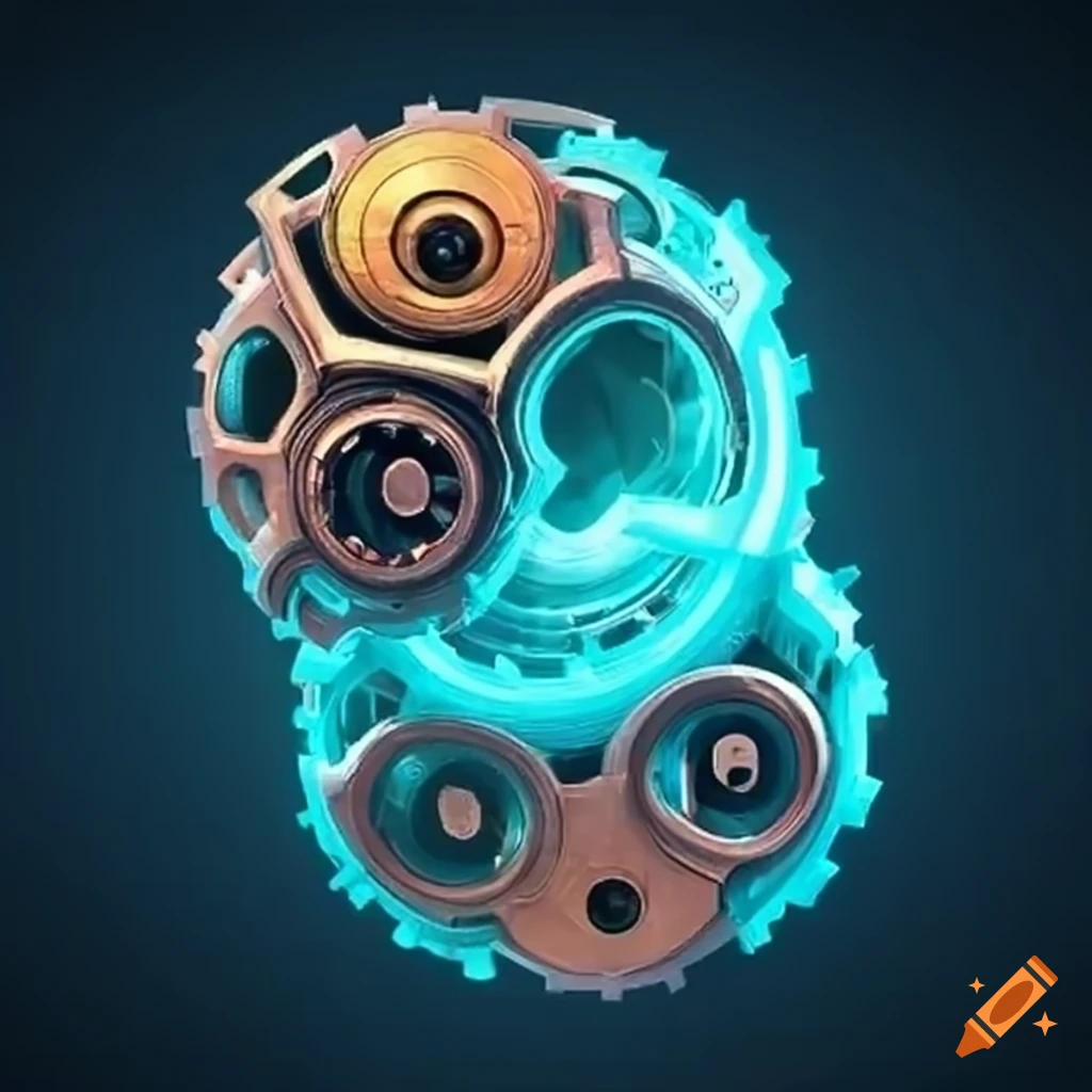 Strange puzzle game composed of gears on Craiyon