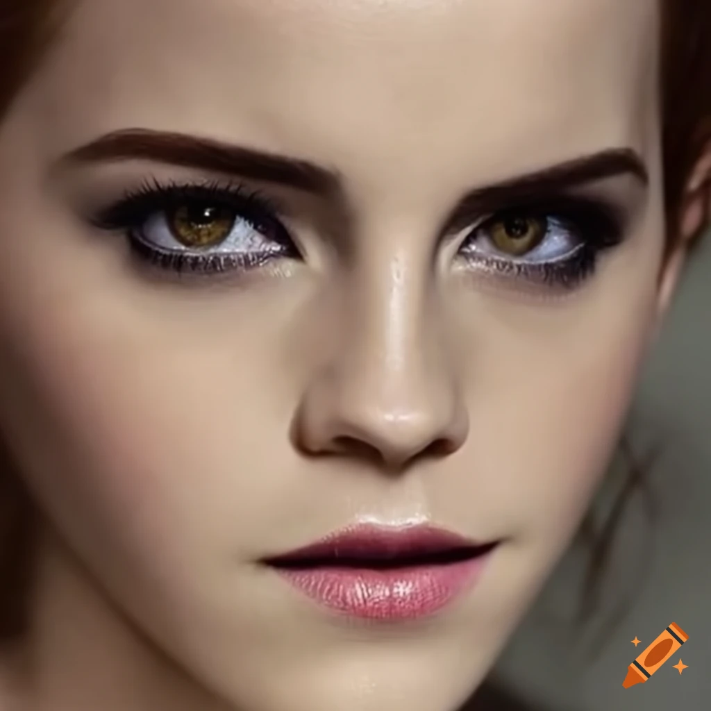 Close-up of Emma Watson's expressive and alluring green eyes with ...