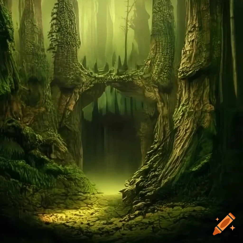 Ancient fantasy forest scene on Craiyon