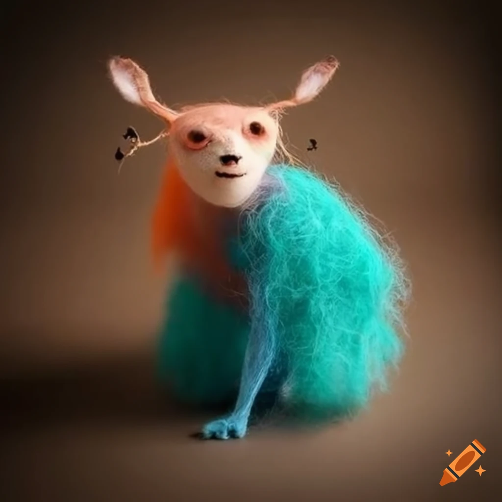 Creatures made of felted wool in intricate clothing on Craiyon