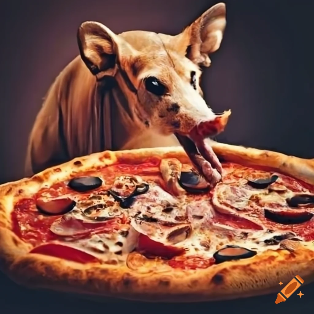 Pizza-eating animal on Craiyon