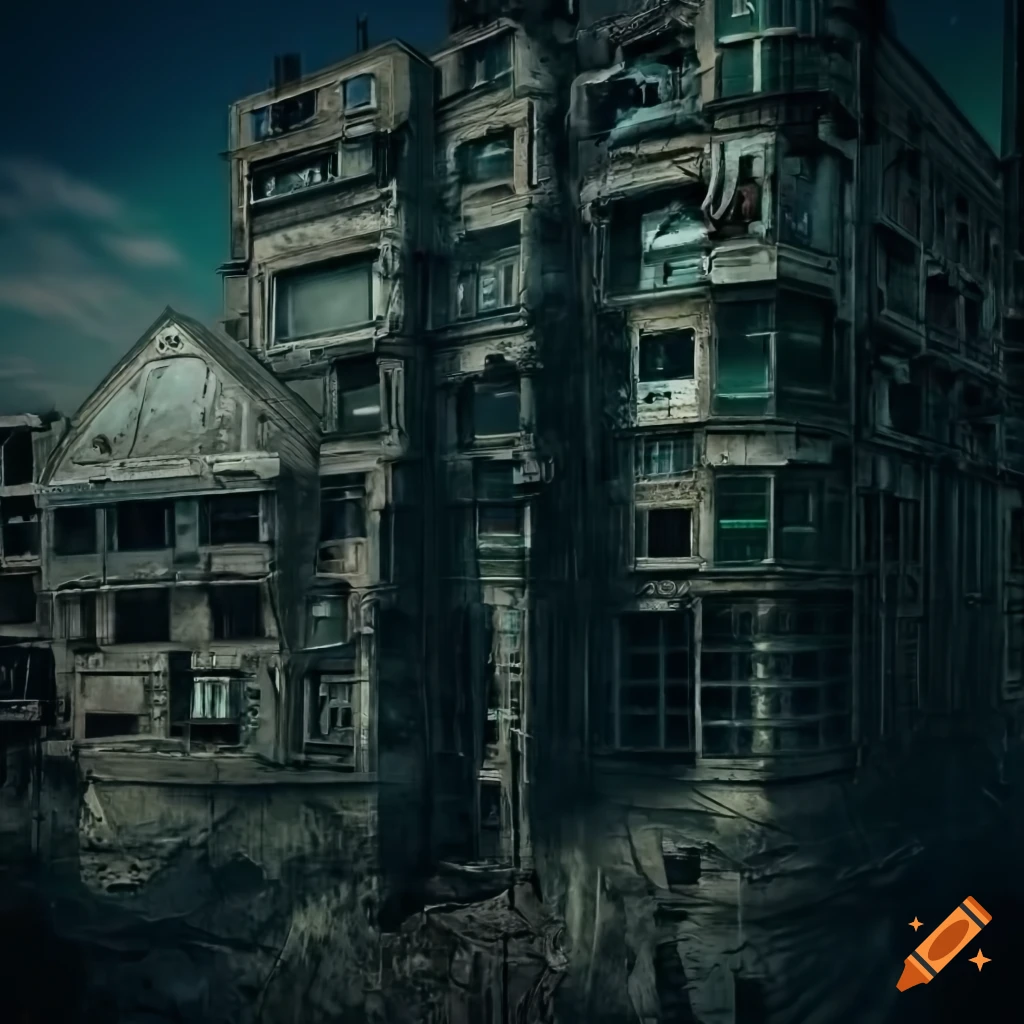 Futuristic post-apocalyptic scene with detailed texturing under a sunny ...