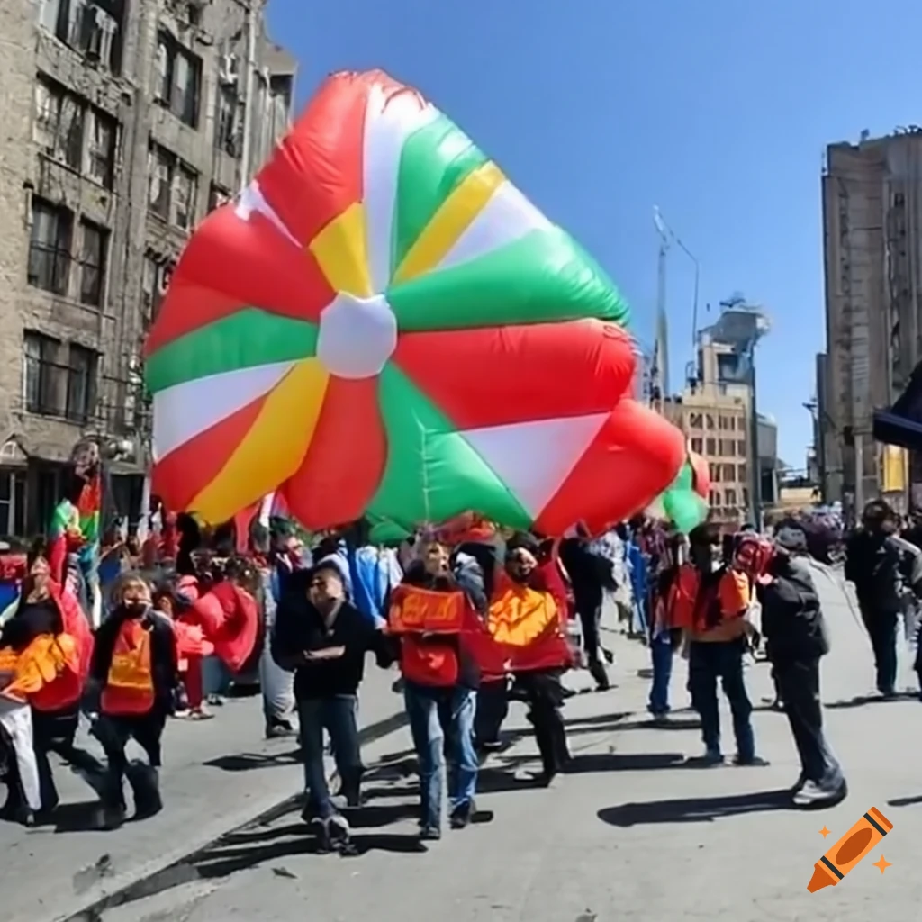 Giant inflatable balloon in urban street setting on Craiyon