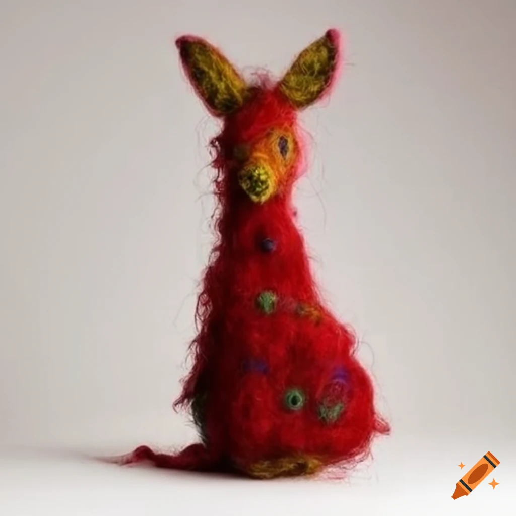 Creatures made of felted wool in intricate clothing designs on Craiyon