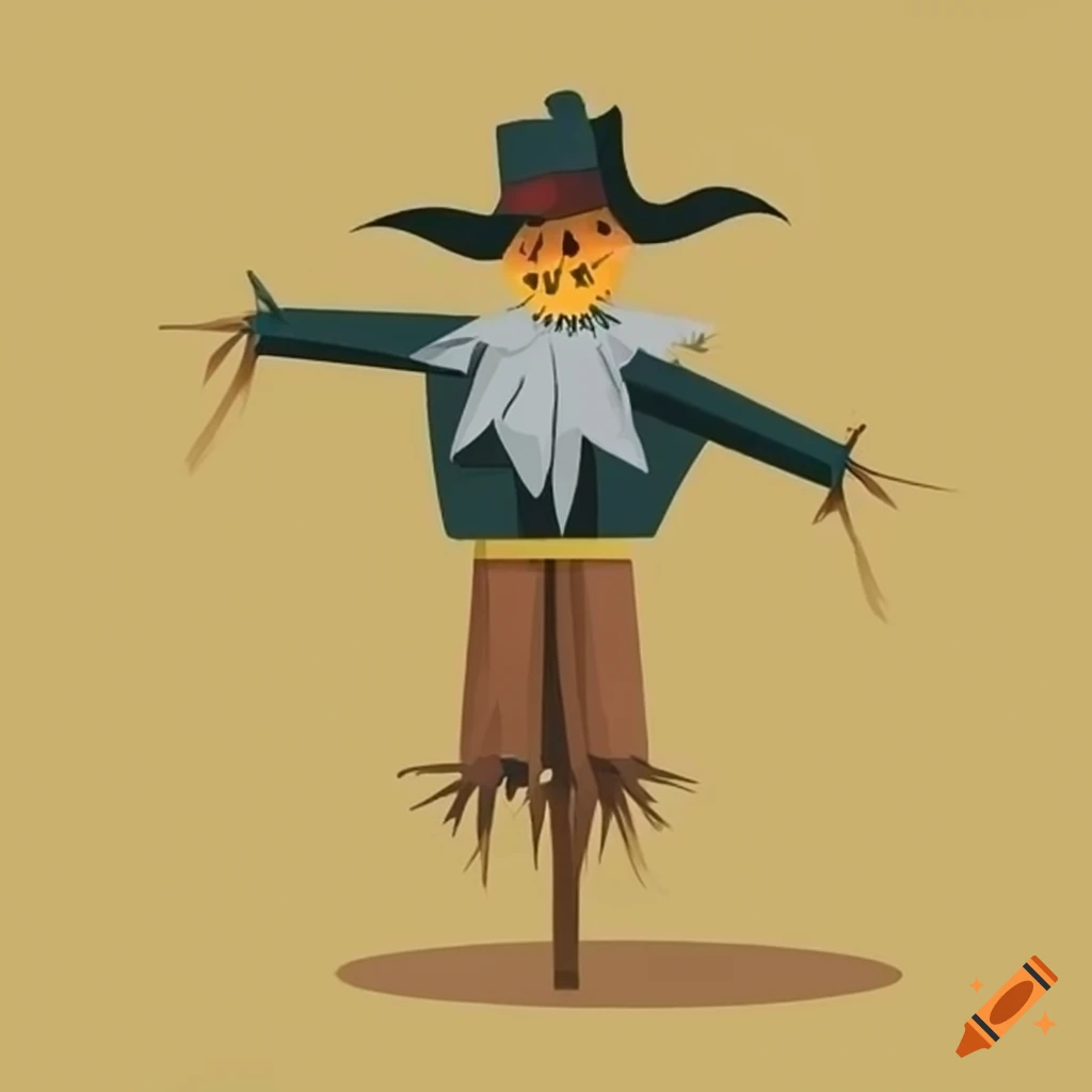 Flat style scarecrow on Craiyon