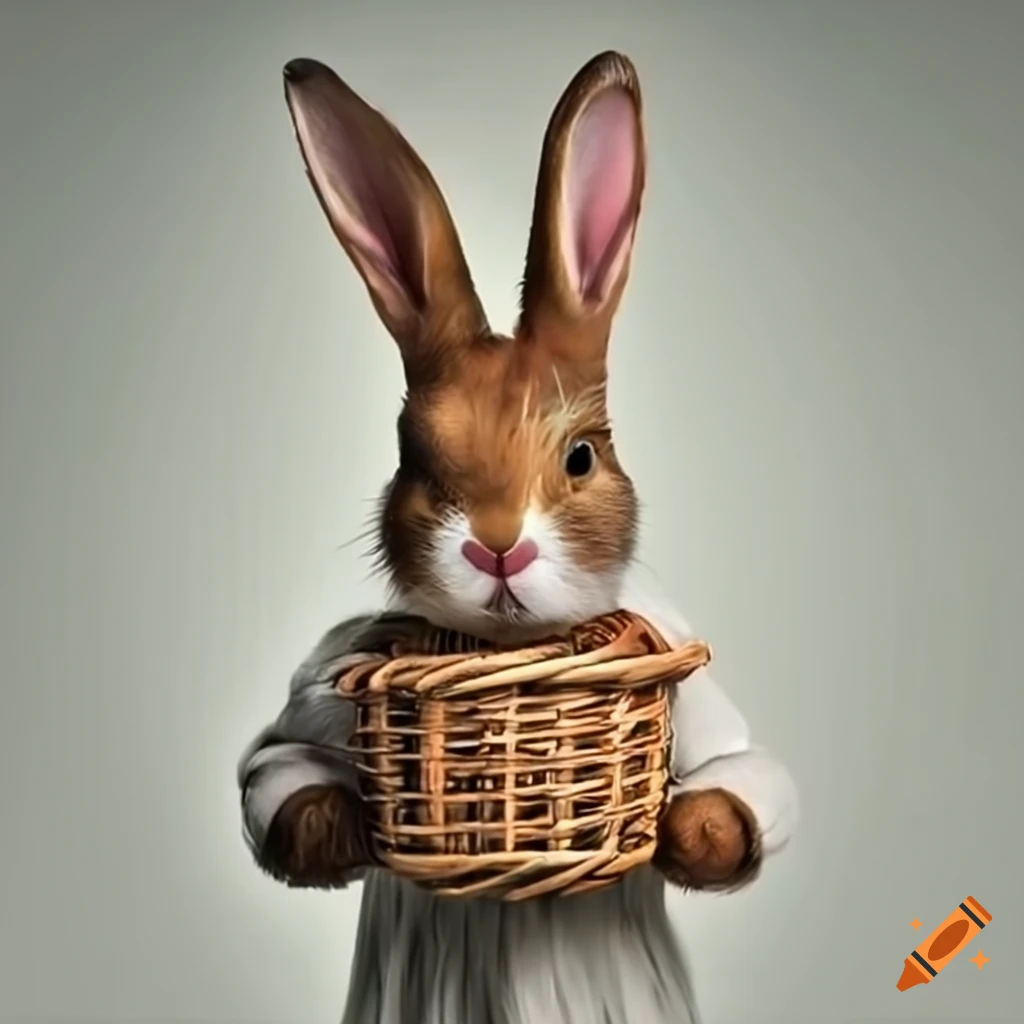 Hyper realistic easter bunny with a basket on Craiyon