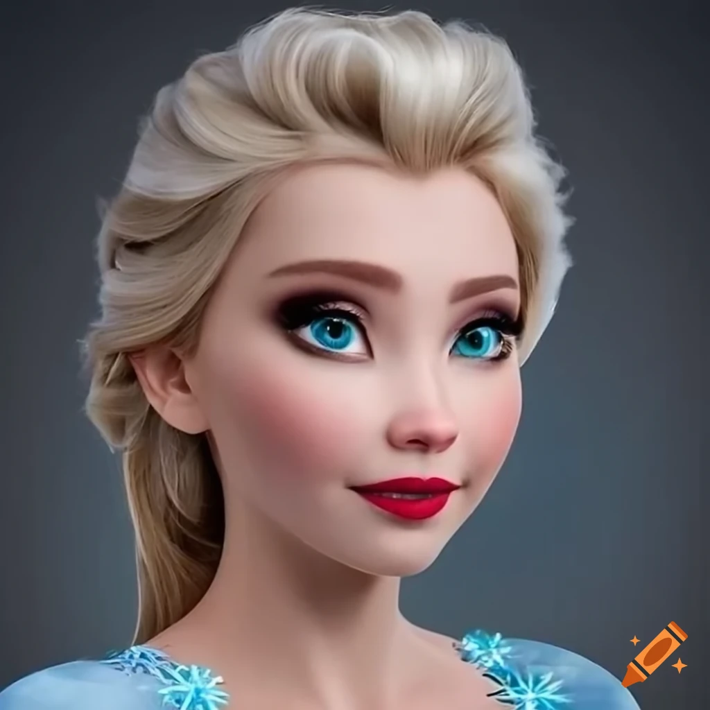 Beautiful woman morphing into elsa character on Craiyon