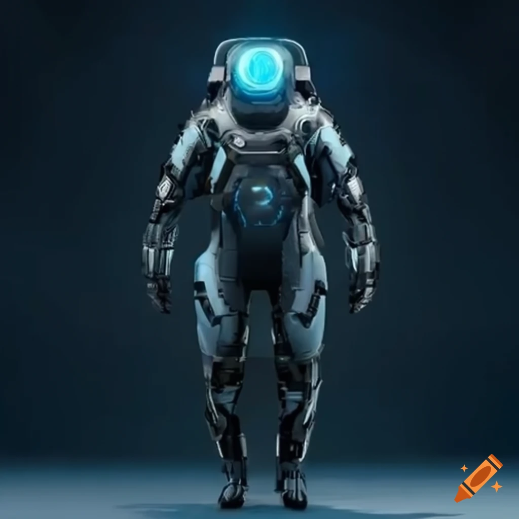 Futuristic exosuit designed for combat in space on Craiyon