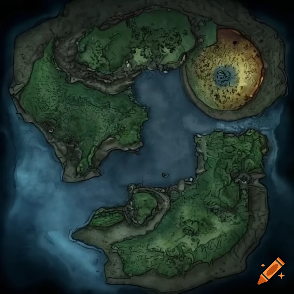 Detailed DND map of River Styx to the Underworld on Craiyon