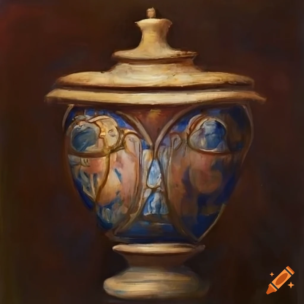 Masterful medieval painting of an abstract urn on Craiyon