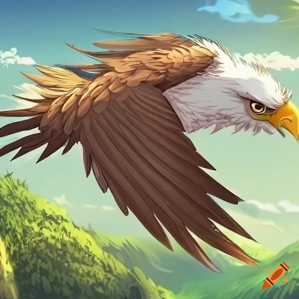 Eagle in an animated drawing on Craiyon