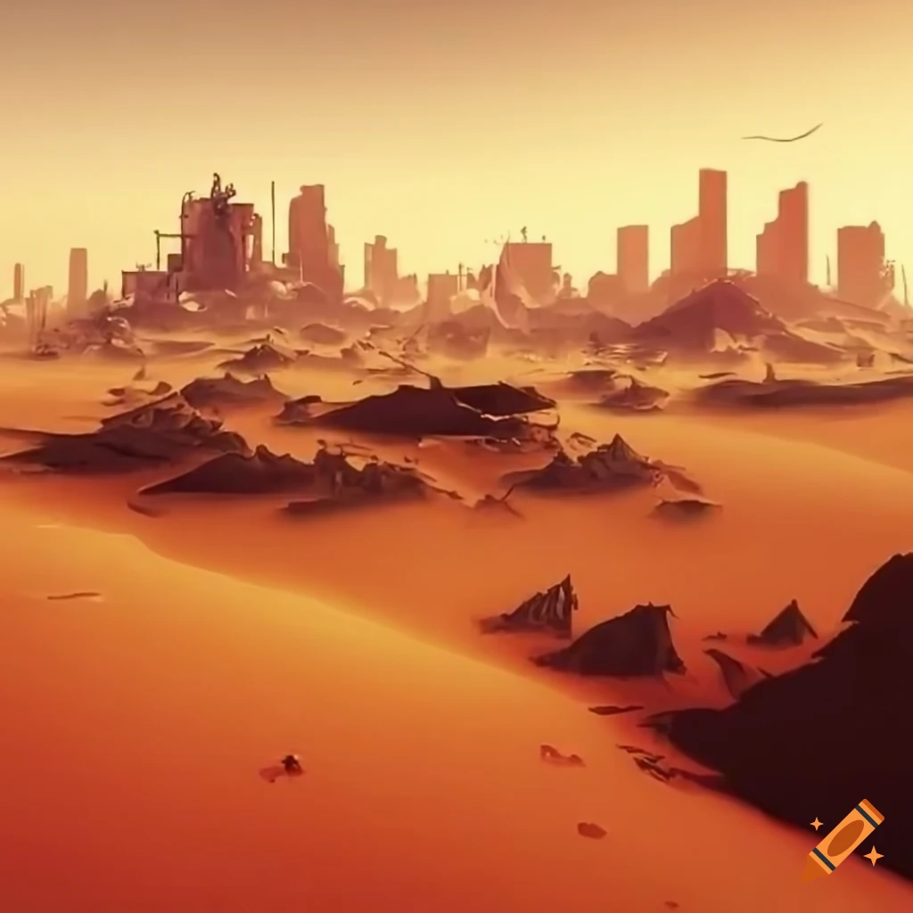 Post-apocalyptic desert landscape on Craiyon