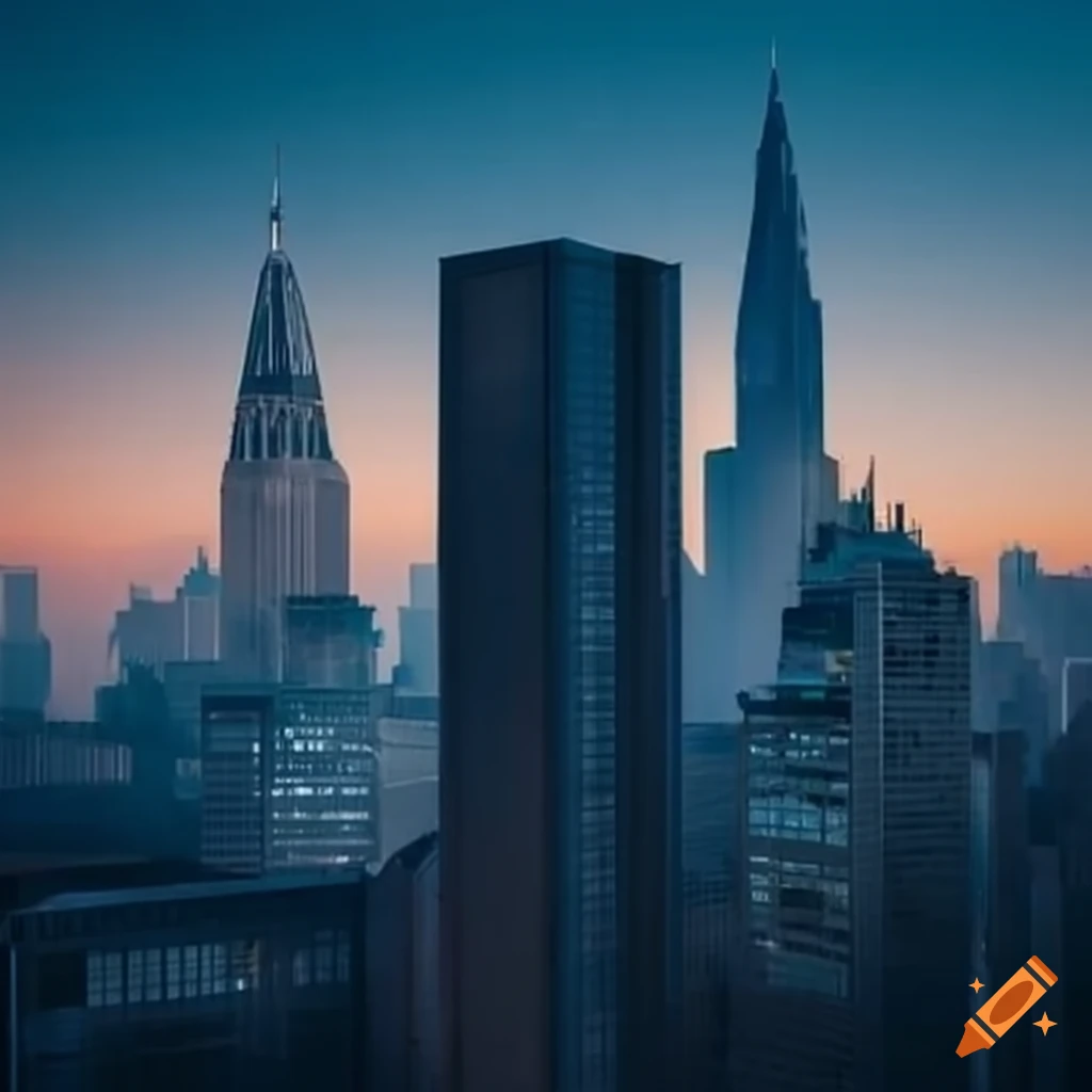 Three tall buildings standing together on Craiyon