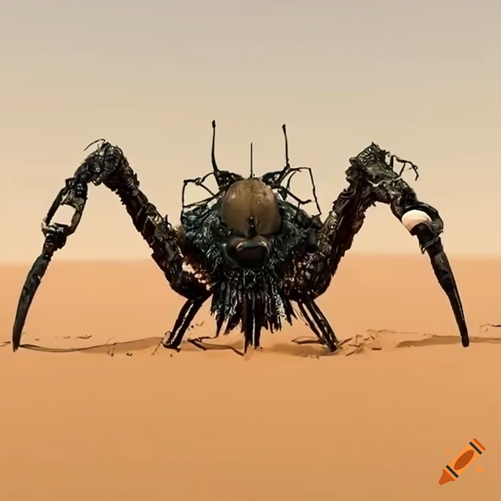 Robotic insect guarding a post-apocalyptic desert on Craiyon
