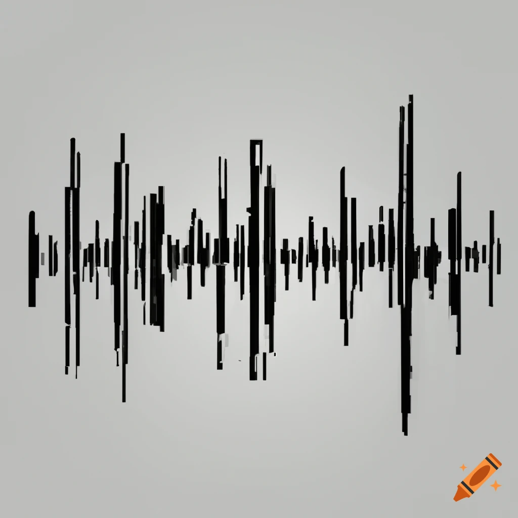 Black and white sound wave pixel art on Craiyon