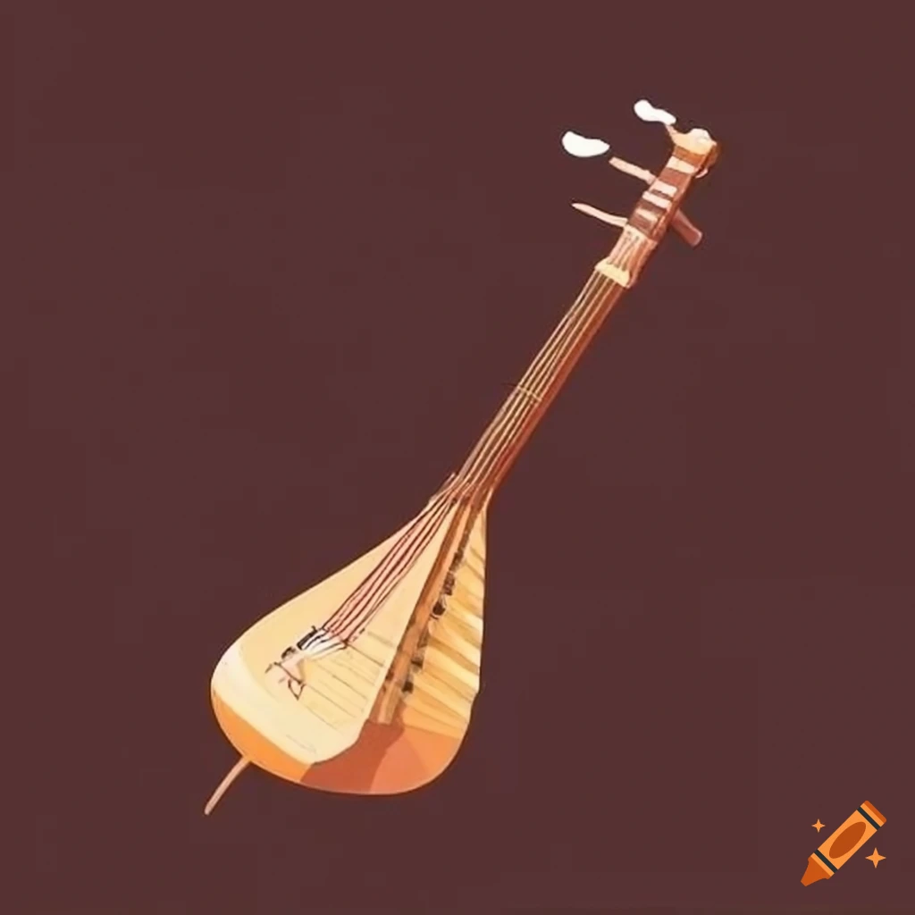 Khakass folk stringed musical instrument in flat style on Craiyon
