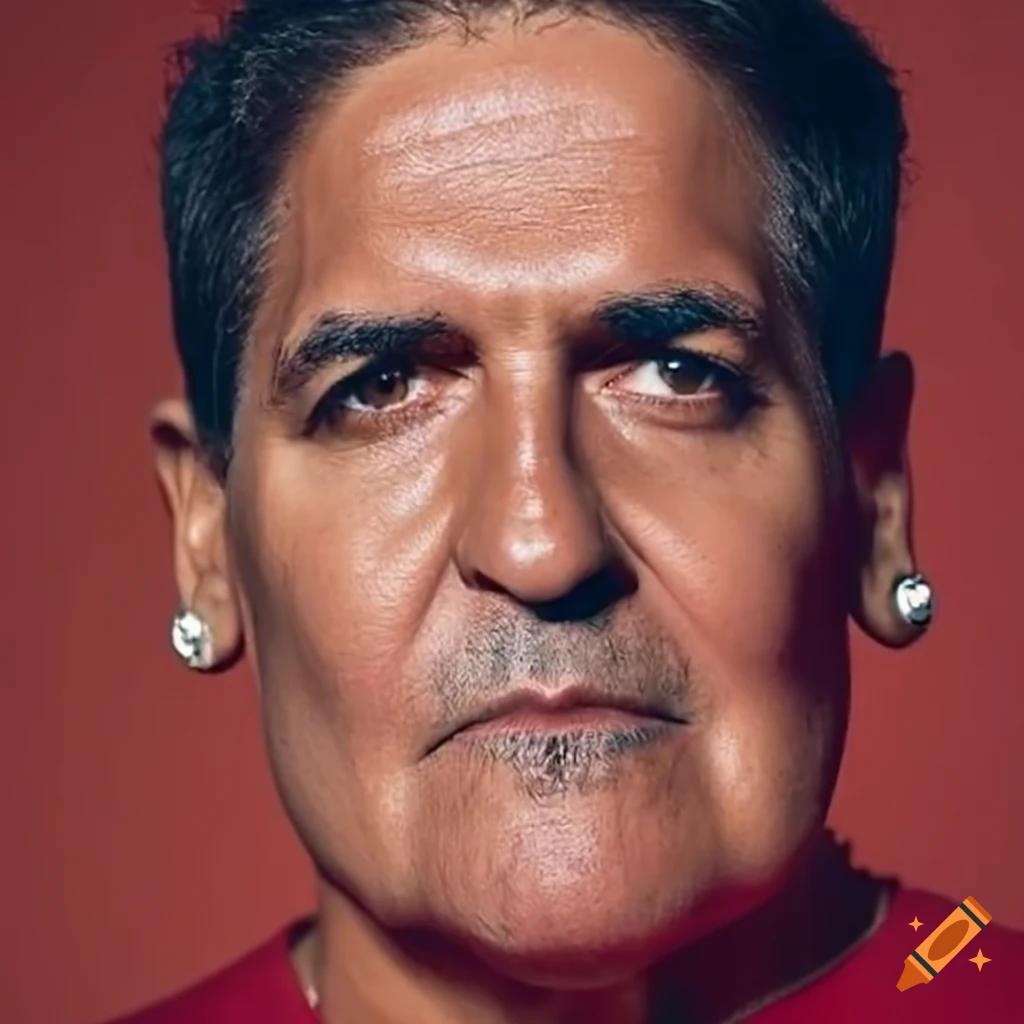 Bold red-toned portrait of mark cuban's eyes on Craiyon