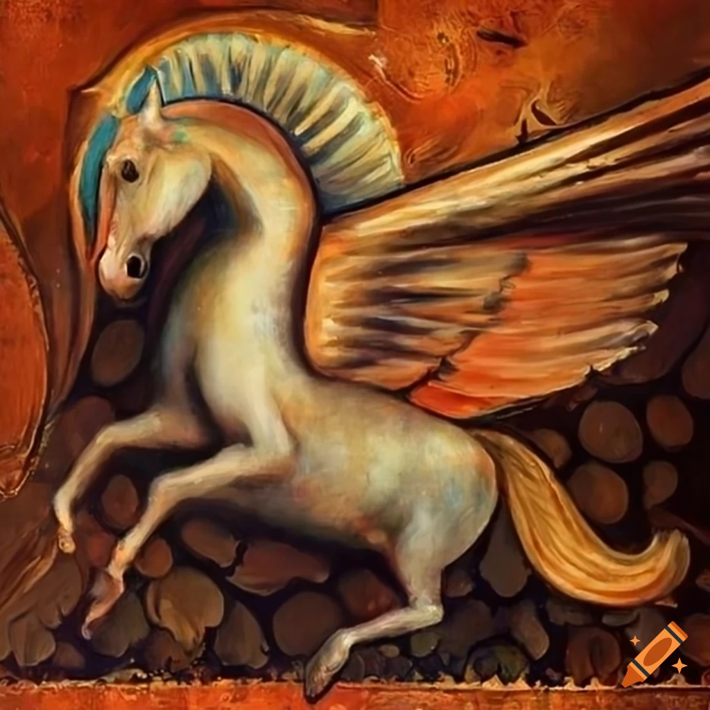 Masterful medieval painting of an abstract pegasus on Craiyon