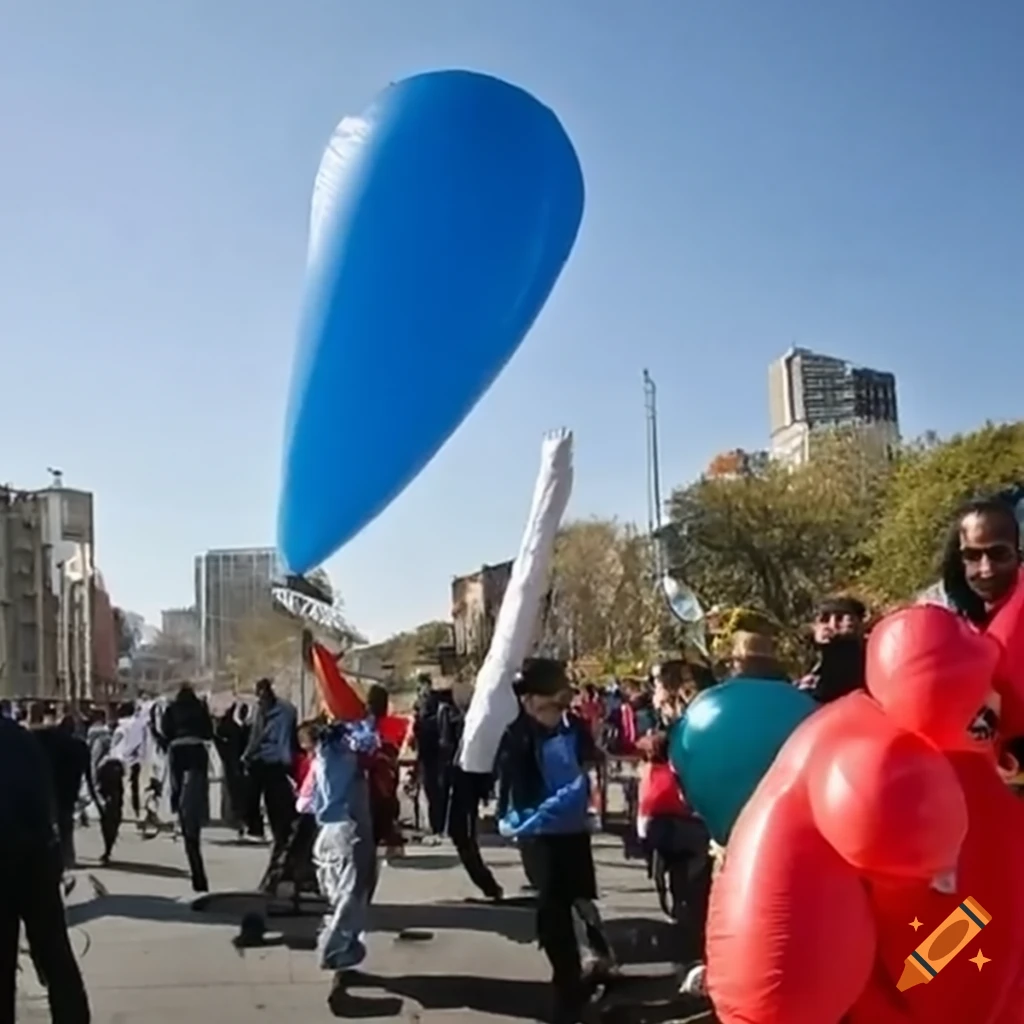 Giant inflatable balloon in urban street setting on Craiyon