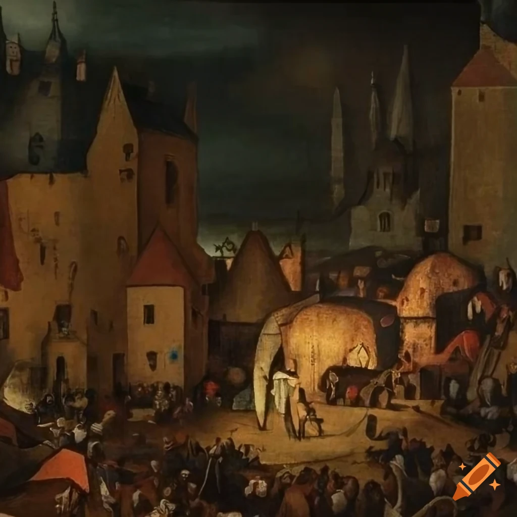 Detailed Dark Ages artwork of a bleak countryside with a lone traveler ...