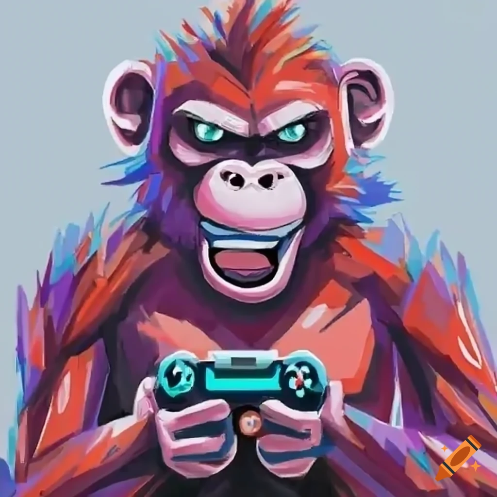 Evil monkey playing video games on Craiyon