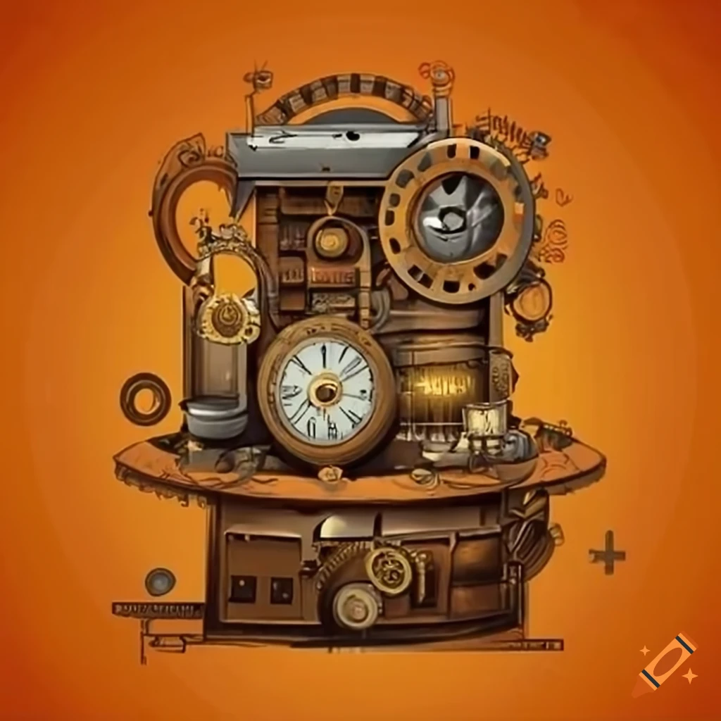 Retro steampunk time machine on Craiyon