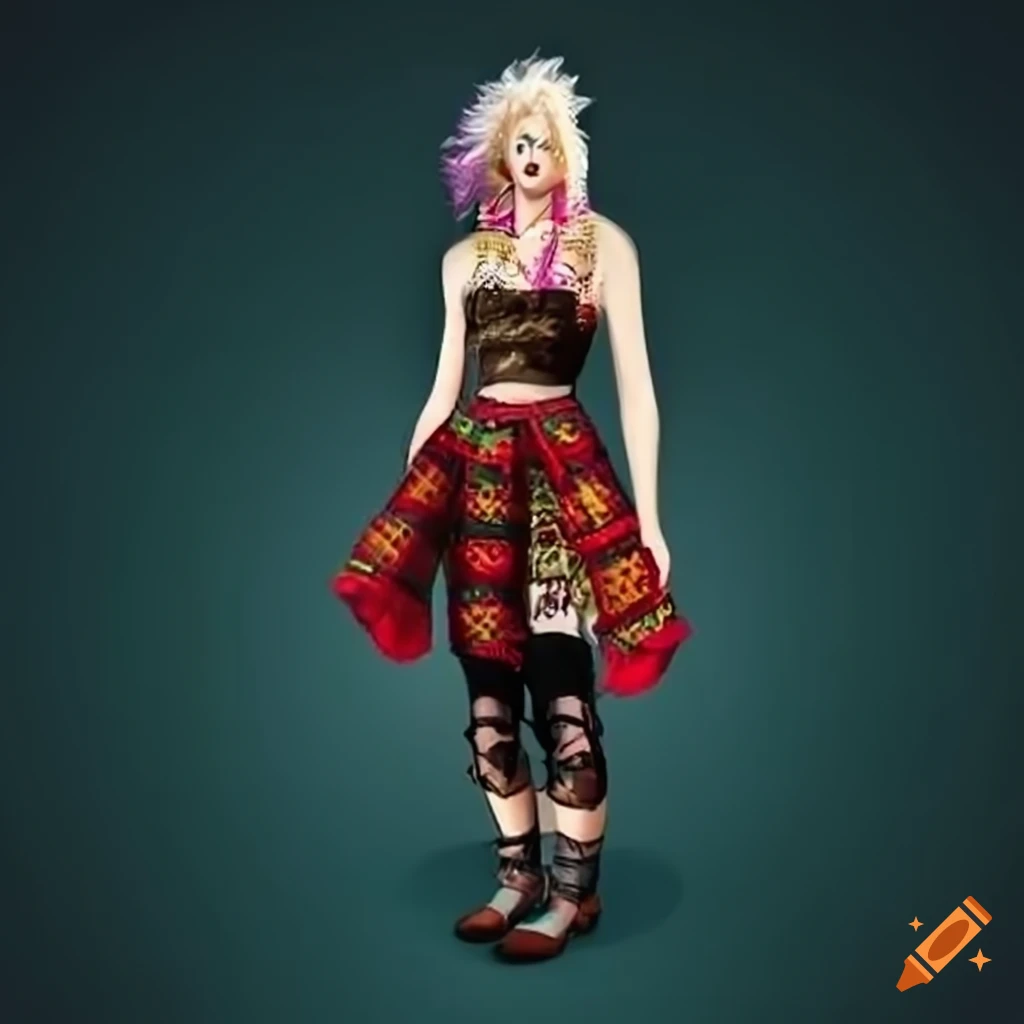 Balkan punk female character blending tradition with rebellion on Craiyon
