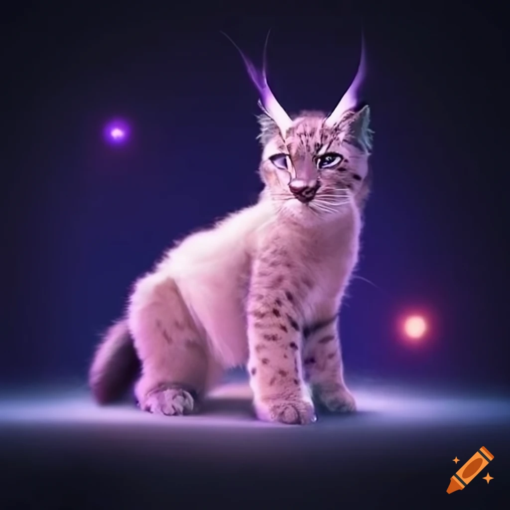 Little lynx with glowing shiny light on Craiyon