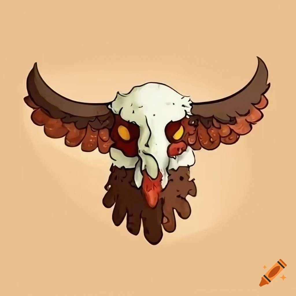 Cartoon justice eagle with bison skull in a unique aesthetic style on ...