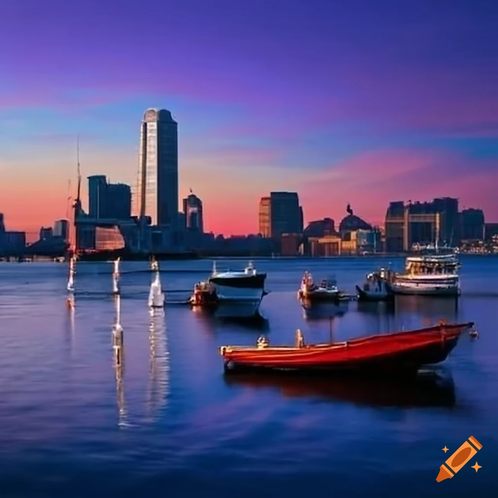 Illustration of boston harbor on Craiyon